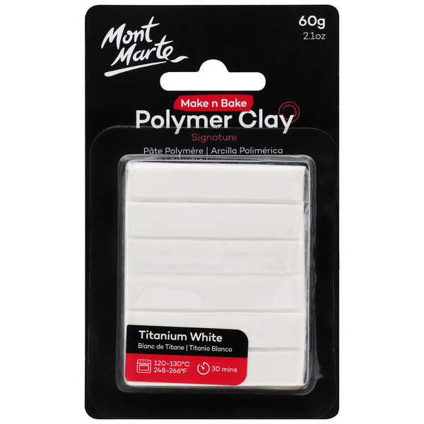 Mont Marte Made & Bake Polymer Clay 60g Titanium White - Art Central ...